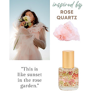 Rose Quartz Organic Perfume Oil Extract Roll-On by Sage- 1/4 oz, Vegan & Cruelty-Free, Floral Scent, Rose Damask, Honeysuckle, Jasmine