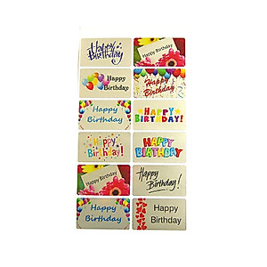 Minilabel Happy Birthday Greeting Stickers, Silver Self-Stick Labels For Cards, Envelopes, Craft, Decoration
