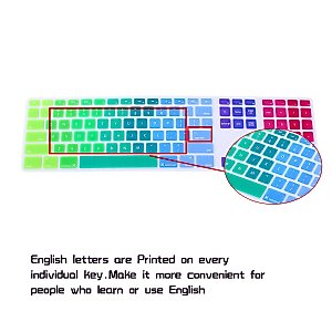 HRH Rainbow Silicone Keyboard Skin Cover for iMac Wired USB Full Size Keyboard with Numeric Keypad A1243(G6 MB110LL/B and MB110LL/A)