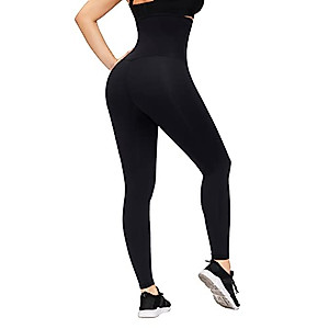 FeelinGirl High Waisted Workout Compression Leggings for Women Tummy Control Yoga Pants with Waist Trainer Attached