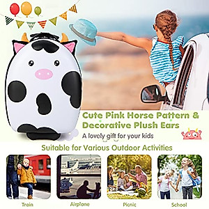 Goplus Kids Luggage, 16’’ Carry on Suitcase with LED Wheels, Waterproof Hard Shell, Lightweight Rolling Luggage for Travel, Birthday Christmas Gifts for Toddlers, Children, Boys, Girls (Black,White)