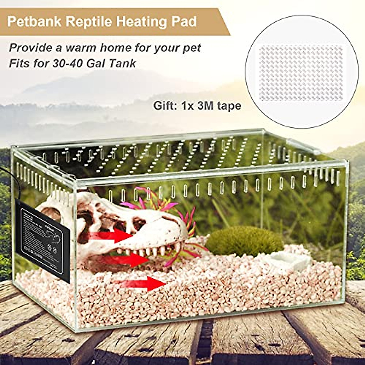 Petbank Reptile Hating Pad-Seedling Heat Mat with Digital Thermostat, Water Tank Heater Heating Pad for Turtles/Snakes/Lizards/Frogs/Spiders/Plant Box/Aquariums, 8 x 12 inch