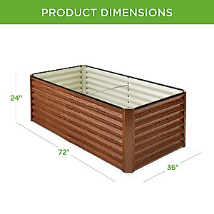 Best Choice Products 6x3x2ft Outdoor Metal Raised Garden Bed, Deep Root Box Planter for Vegetables, Flowers, Herbs, and Succulents w/ 269 Gallon Capacity - Wood Grain