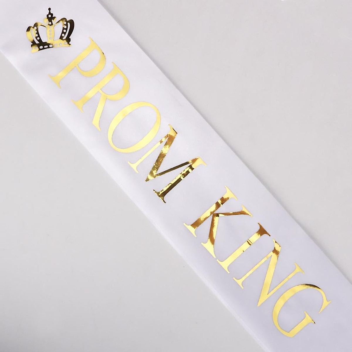 Prom Night Set White with Gold Font Prom King and Queen Sashes for Women Men and Teens, Perfect Accessories for Homecoming Graduation Prom Party, 2PCS