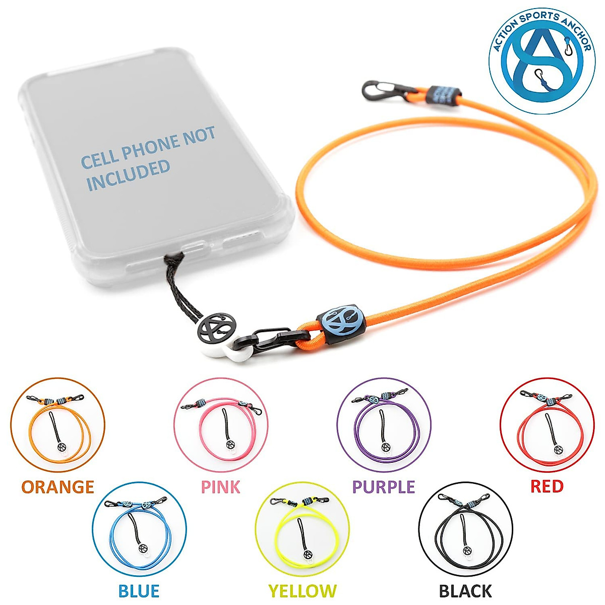 Action Sports Phone Lanyard – Tough Outdoors Mobile cellphone Lanyard & Anti-Tangle Bungie Cord Strap Securely Tether Your Mobile ProCam Keys Wallet - Aussie Made