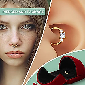 COCHARM 14K Gold Septum Ring for Women 16g Solid Gold 14K Septum Jewelry Cute Yellow Gold Helix Cartilage Earrings 14K Helix Jewelry for Women