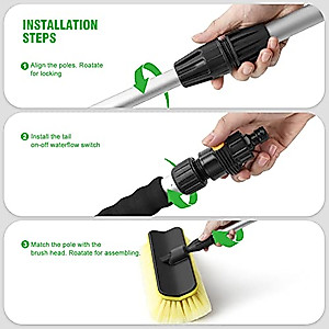 JINHILL Car Wash Brush with Long Handle - 17-67 Inch Telescopic Flow Through Car Washing Brush with On/Off Switch, 10" Soft Bristle Head for RV, Trucks, Deck, Panel, No Scratch Dip Car Cleaning Brush