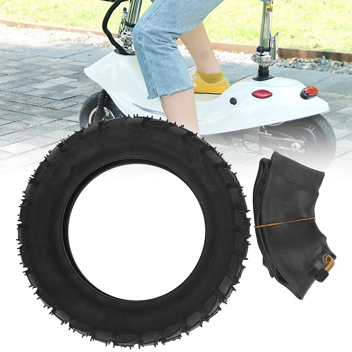 Yosoo Tire and Inner Tube, Sturdy 10in Inflatable Tyre for Electric Scooter for Scooter