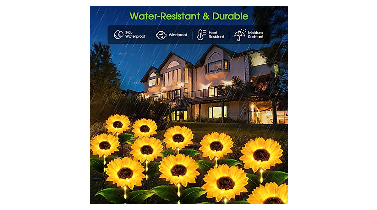 Realistic Sunflower Solar Lights 4-Pack - Outdoor Garden Decor