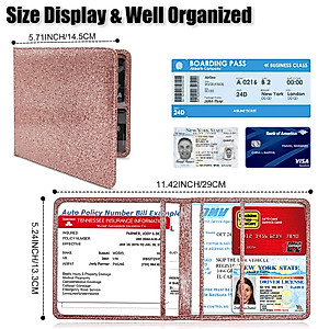 Car Registration and Insurance Holder, Premium PU Leather License Registration Holder for Driver License, Car Document Holder for Driver License, Cards & Essential Documents (Rose Gold)