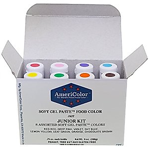 Food Coloring AmeriColor Soft - Gel Paste Junior Kit, 8 Colors, .75 Ounce Bottles