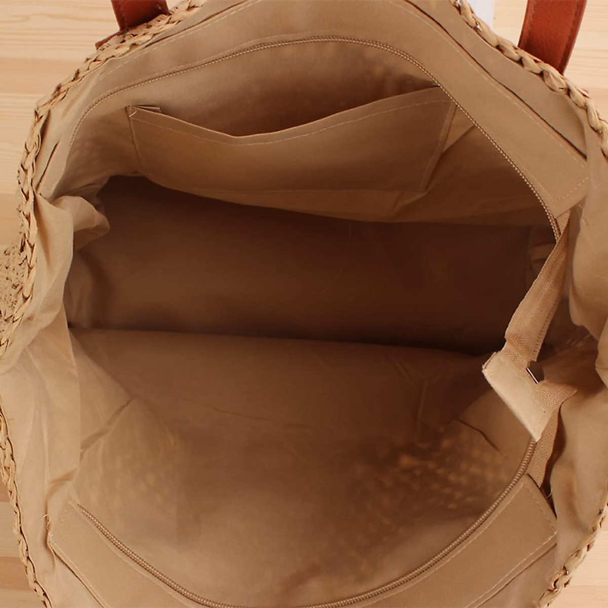 FAIRYSAN Summer Straw Shoulder Bag Women Large Straw Bags Weave Handmade Handle Tote Bag Brown