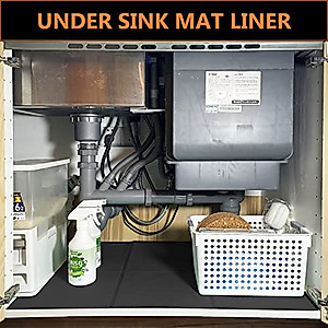 Under Sink Kitchen Mat Liner- 68’’ x 24’’ Big Size Non-adhesive Under Sink Protector with Bump Texture Black Shelf Liner Drawer Liner