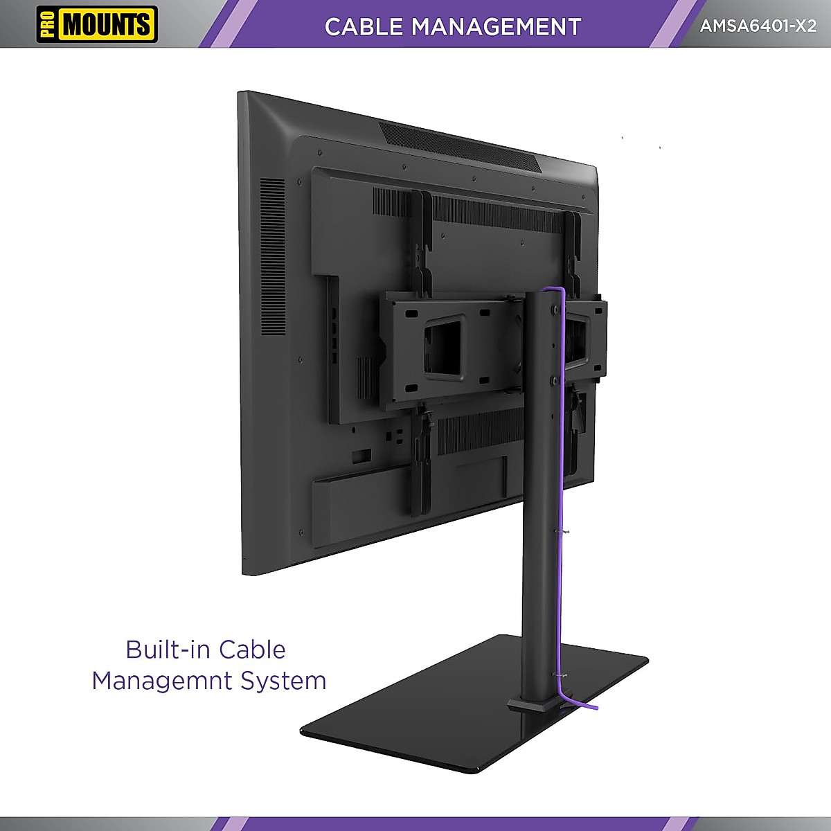 ProMounts Universal Swivel Table TOP TV Stand, Height-Adjustable Bracket for 37-72 Inch LED LCD OLED Plasma Flat and Curved TV Screens Holds Up to 99 lbs, Max VESA 600x400