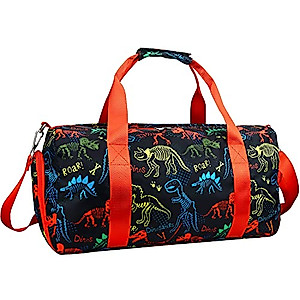 Gym Travel Duffle Bag for Boys - Gymnastics Sports Dance Bag with Shoe Compartment & Wet Pocket Binosaur Kids Travel Bag Teens Weekender Sleepover Carry On Bag