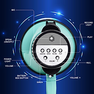 30 Watt Power Portable Megaphone Bullhorn Speaker Voice, Siren/Alarm and 240S Recording with Volume Control and Strap (Teal)
