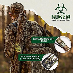 Nukem Grab & Go Hunting Ground Blind - Mossy Oak Obsession - Lightweight Stake-Free Pop Up Turkey & Deer Blind (Standard)