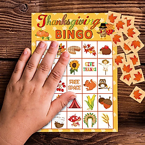 Fancy Land Thanksgiving Bingo Game 24 Players for Kids Holiday Party Craft Supplies