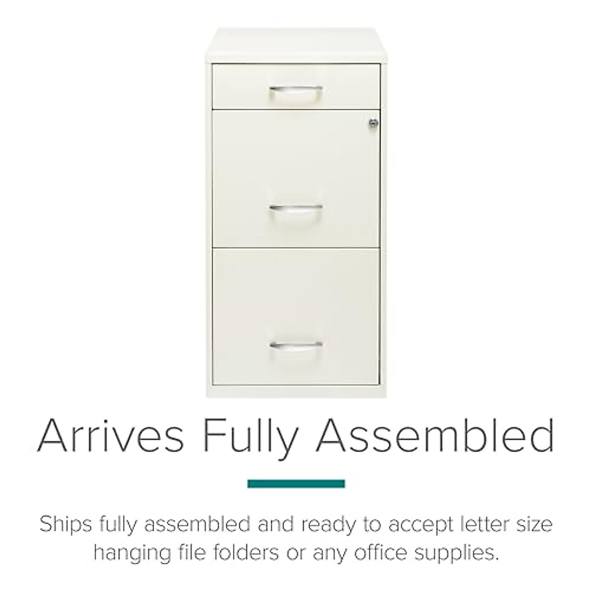 Hirsh Industries Space Solutions Metal 3 Drawer File Cabinet with Pencil Drawer Pearl White