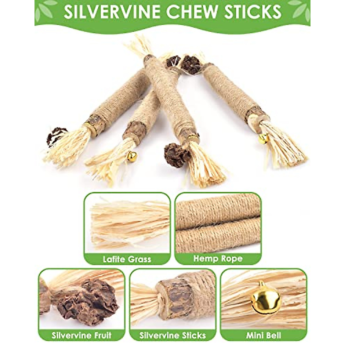Silvervine Sticks for Cats, TINDTOP 10 Pack Natural Catnip Chew Toys for Kittens Teeth Cleaning, Matatabi Dental Care, Increase Appetite, Calm Cat Anxiety and Stress, Aggressive Chewers Cat Dental Toy