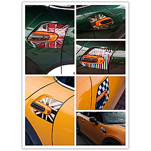 Vinyl Sticker Decal Cover Compatible with Mini Cooper F55 Hardtop F56 Hatchback 2014+ (Side Scuttle Lamp Light Pattern Fender Panel, Union Jack UK B)
