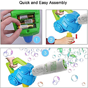 ArtCreativity Bubble Gun Machine with 3 Refill Solutions, Bubble Leaf Blower for Kids, Summer Outdoor Toys for Toddlers 1-3, Great Birthday Gifts, Fun Summer Kids Activities