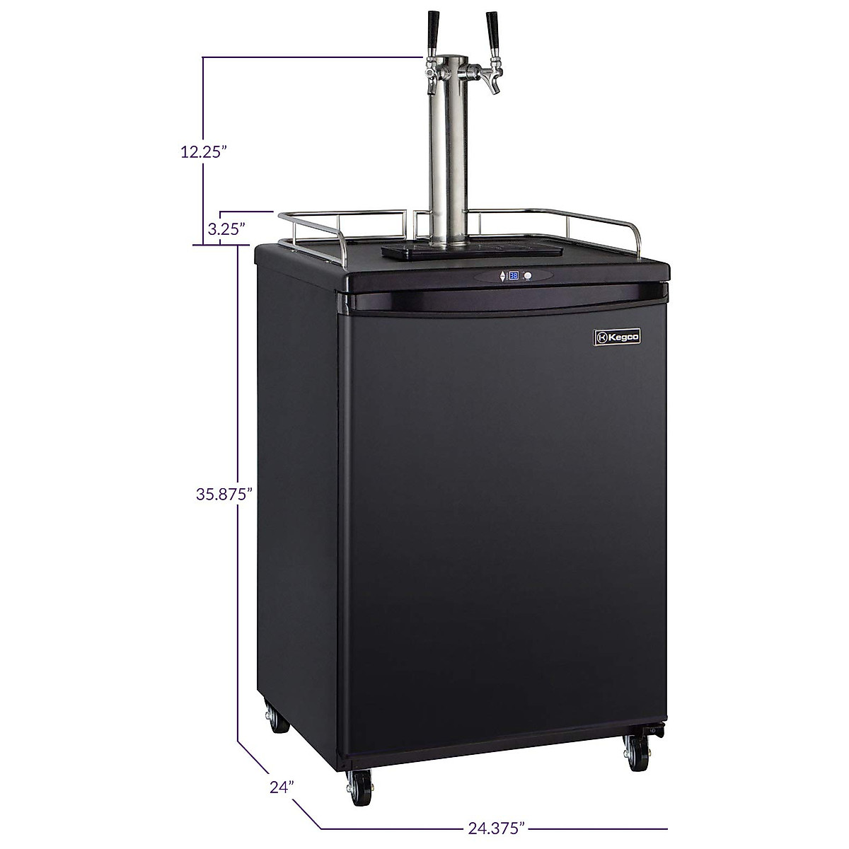Kegco Keg Dispenser, Black, 2 Tap