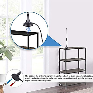 75 ohm FM Antenna, Outdoor FM Antenna WiFi Stereo TV Antenna Indoor, 1.5m SMA-Male Connector Magnetic Transmitter Antenna Cable, 16.4Ft Antenna Extension Cable with 6pcs Antenna Adapter