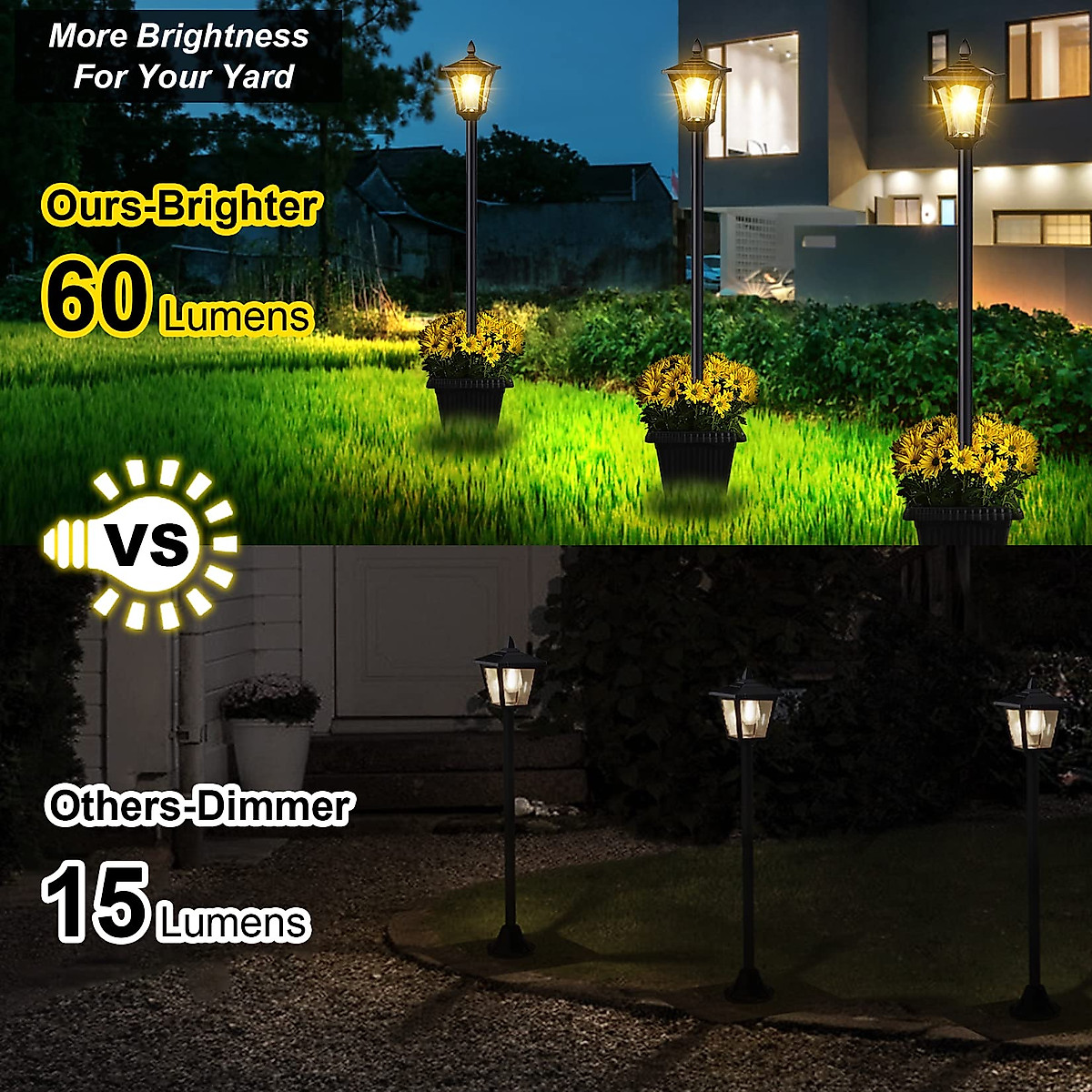 Suponar 72" Solar Lamp Post Light, Solar Pole Light Outdoor Waterproof, Solar Light Post Outside for Porch Yard Driveway Garden Patio Decor, Warm White
