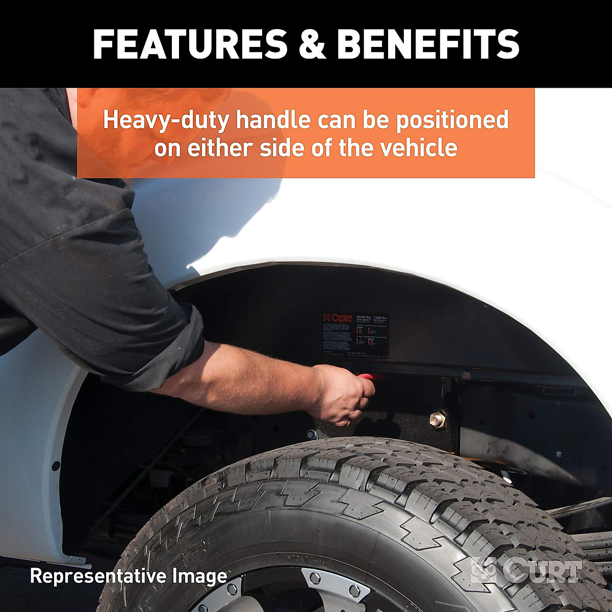 CURT 60607 Double Lock Gooseneck Hitch with 2-5/16-Inch Flip-and-Store Ball, 30,000 lbs