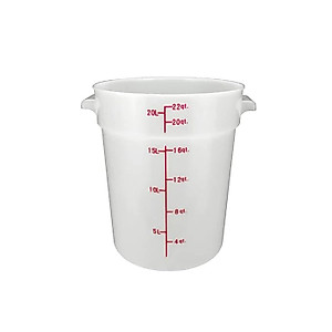 Winco Heavy-Duty Round Food Storage Container, 22 Quart, White