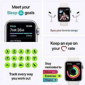 Apple Watch SE (GPS, 40mm) - Silver Aluminum Case with Abyss Blue Sport Band (Renewed)