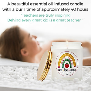 Little Mindings End of Year Teacher Gifts | Teachers Appreciation Gift Sets | Teacher Gift Set for Women: 12oz Tumbler, Thank You Candle, Keychain, Thank You Teacher Card