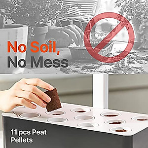 SereneLife Hydroponic Herb Garden 11 Pods, Indoor Growing System ,Smart Indoor Plant System w/Height Adjustable LED Grow Light (Black)