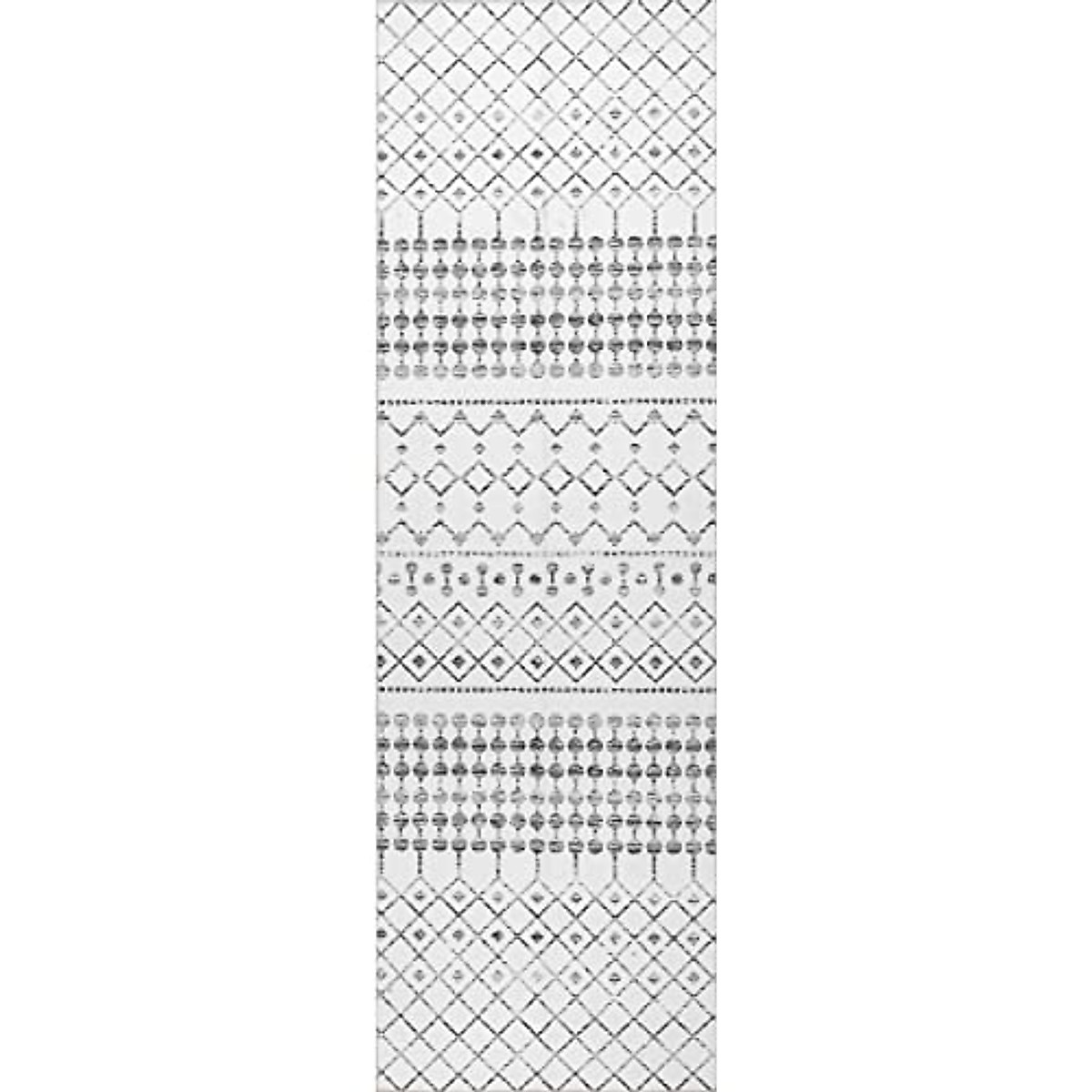 nuLOOM Moroccan Blythe Machine Washable Runner Rug, 2' 6" x 12', Grey