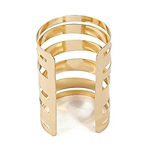 QTMY Alloy Metal Gold Hollow Hoop Open Cuff Wide Bracelet Bangle for Women Egyptian Costume(Gold2)