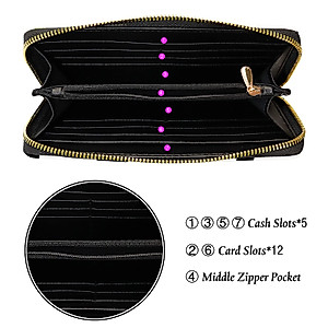 My Little Nest Women Genuine Leather Wallet Purse Black and White Cow Card Case Leather Clutch Holder Organizer Ladies Purse