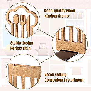 Decorative Kitchen Bookends, Wooden Cookbook Bookends Kitchen Counter Decor Fork Knife Spoon Wood Book Shelf for Office Home Files Magazine Kitchen Book Holders
