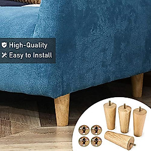 One Sight 5 inch Solid Wood Furniture Legs Dresser Legs Sofa Replacement Legs, Mid Century Sofa Legs for Couch, Bed, Armchair,Cabinet, Set of 4