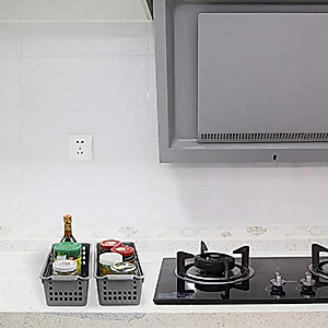 Doryh Long Plastic Basket Trays, Slim Pencil Organizer Grey, 6-Pack