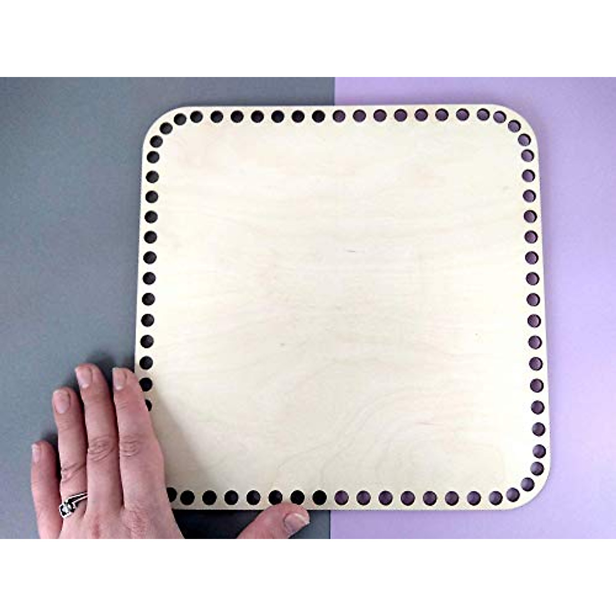 Basket Bottom, 10 inch 25 cm. Square Wooden Base Crochet Weaving Craft Supplies