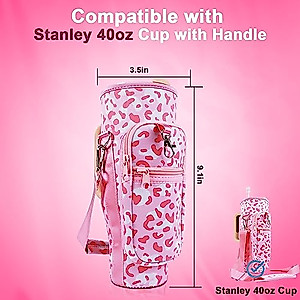 MLKSI Cup Bag for Stanley 40oz Tumbler with Handle, Insulated Sleeve Water Bottle Carrier Bag with Adjustable Shoulder Strap for Stanley Tumbler Accessories Stanley 40 oz Cup