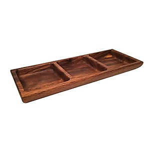 Catchall tray 3 sections, Oak Wood Serving Tray (Triple) Handmade by Hesse Woods from Sustainable Forests, 3-Section Serving Tray, for Appetizers, Charcuterie, Food & Snacks
