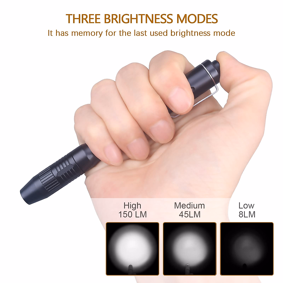 LIGHTFE D12 Zoomable Pen Light, Reusable Medical Pocket Light with Clip, Waterproof and Anti-Drop White Light Penlight Flashlight, Medical Penlight for Nurses, Doctors and Nursing Students