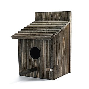 NATUREYLWL Wooden Bird House Wood Bird House for Outside with Pole for Finch, Bluebird, Cardinals, Hanging Birdhouse Garden Country Cottages