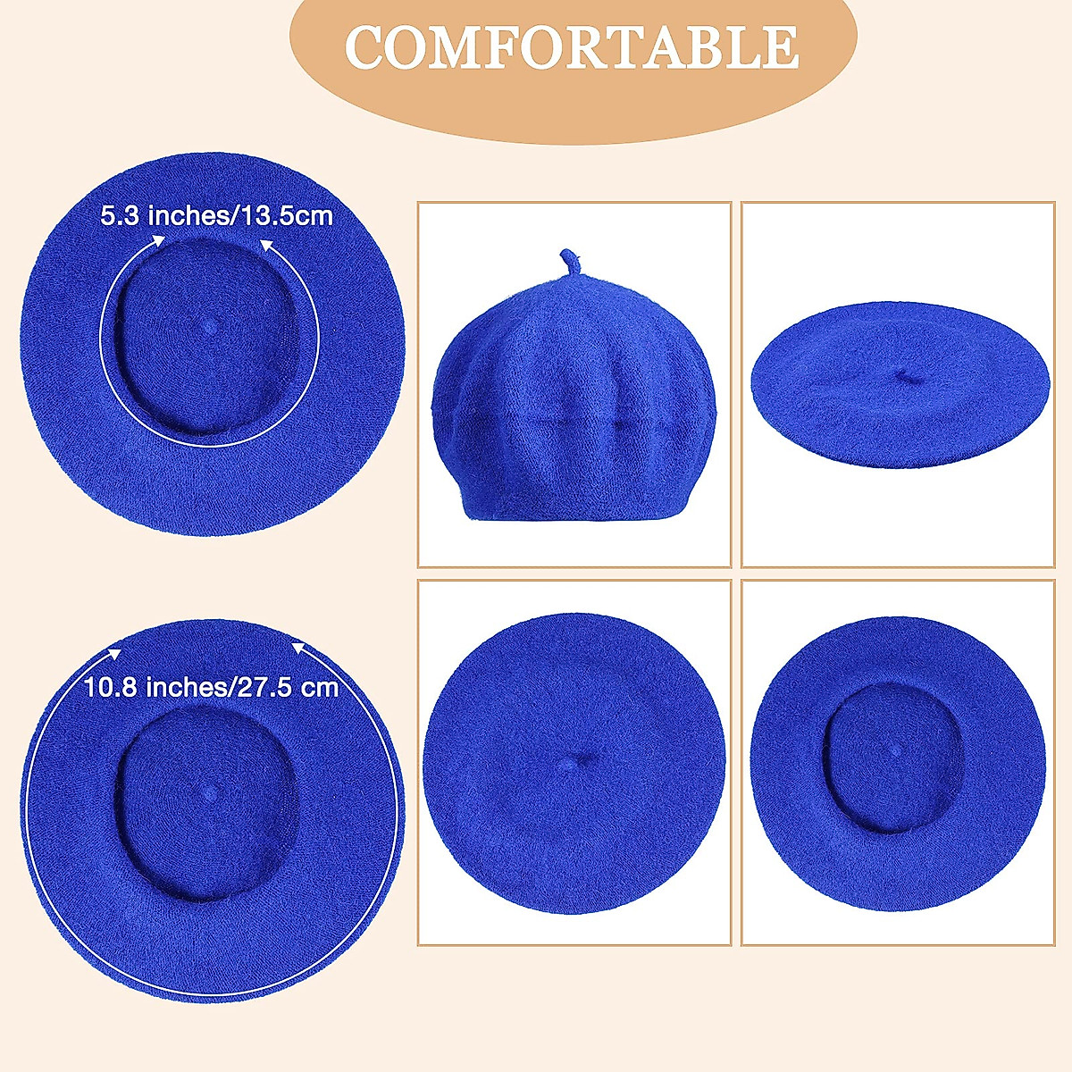 15 Pieces Women Wool Beret Hat Wool French Beret Hat Artist Beret Cap Winter Solid Color Hat for Women Girls (Multiple Color)