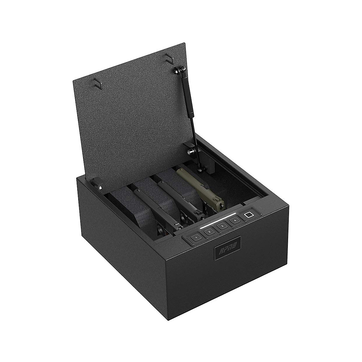 RPNB Gun Safe,4-Pistol Multifunction Gun Safe,California DOJ Certified,Quick-Access Firearm Safety Device with Digital Key Pad & Biometric Fingerprint