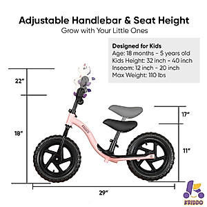 KRIDDO Toddler Balance Bike 2 Year Old, Age 24 Months to 5 Years Old, Early Learning Interactive Push Bicycle with Steady Balancing, Gift Bike for 2-5 Boys Girls, Pink