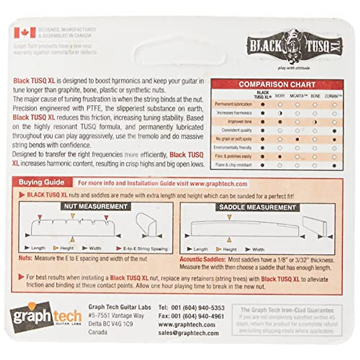 Graphtech Guitar Top Nut (PT-6642-00)