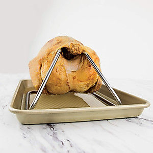 Tovolo, Stainless Steel Poultry Grill Chicken & Duck, Non-Stick Roasting Rack for Indoor & Outdoor Cooking Accessory, 1 EA